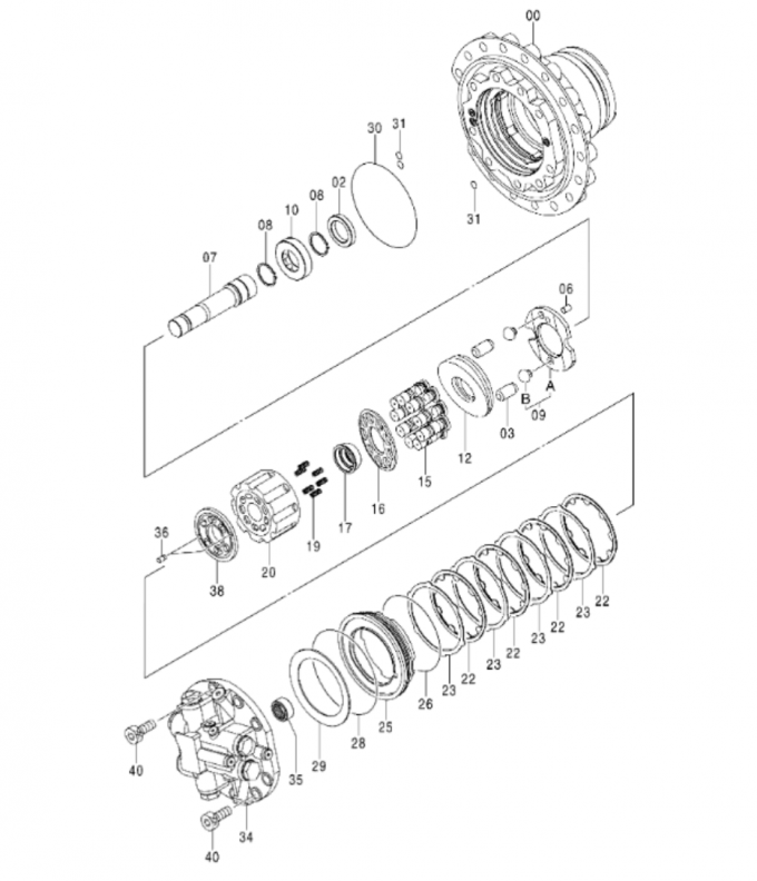 HMGF36 Travel Motor Assembly ZX200 ZX230 Hitachi Spare Parts 1025878